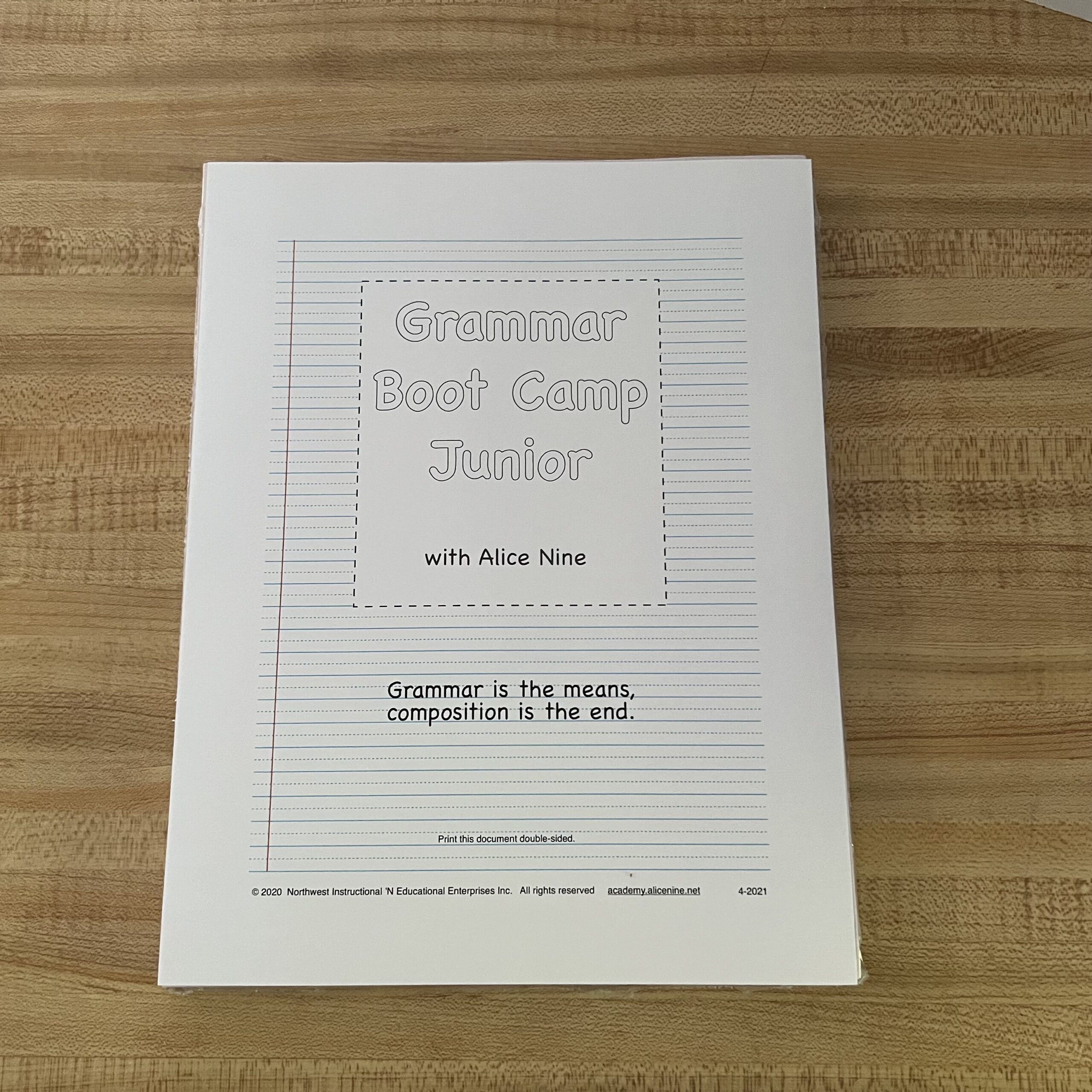 Grammar Boot Camp Jr. Student Work Text - Alice Nine Academy